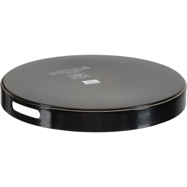 10 Strawberry Street 13.5" Lacquer Round Serving Tray with handles, Black