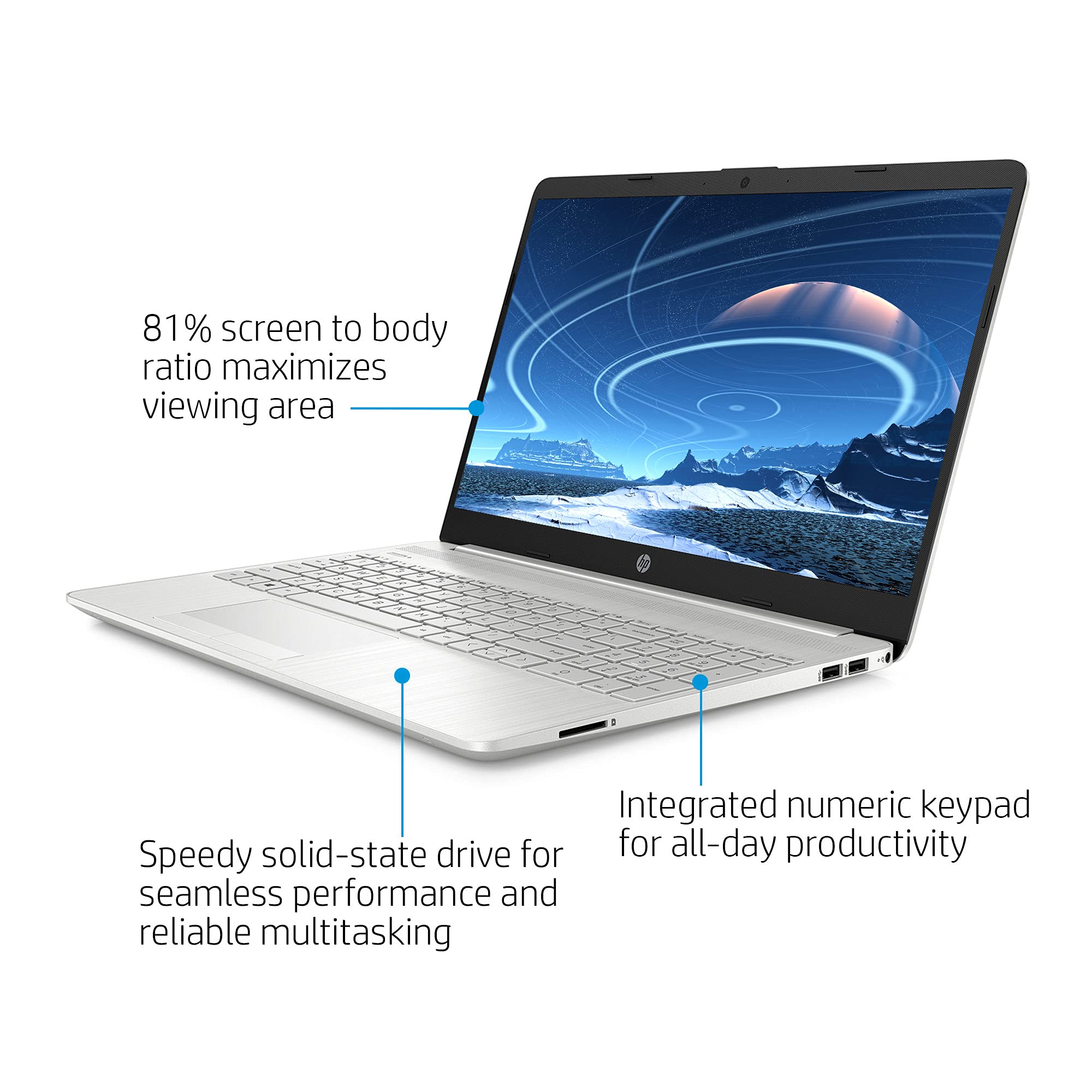 HP 15 Laptop (Latest Model), 15.6β Full HD Display, Intel Core i5-1135G7 (Beat i7-1065G7), 12GB RAM, 512GB SSD, Intel Iris X Graphics, Webcam, HDMI, Wi-Fi, Bluetooth, Windows 10 Home, Silver + Nly MP