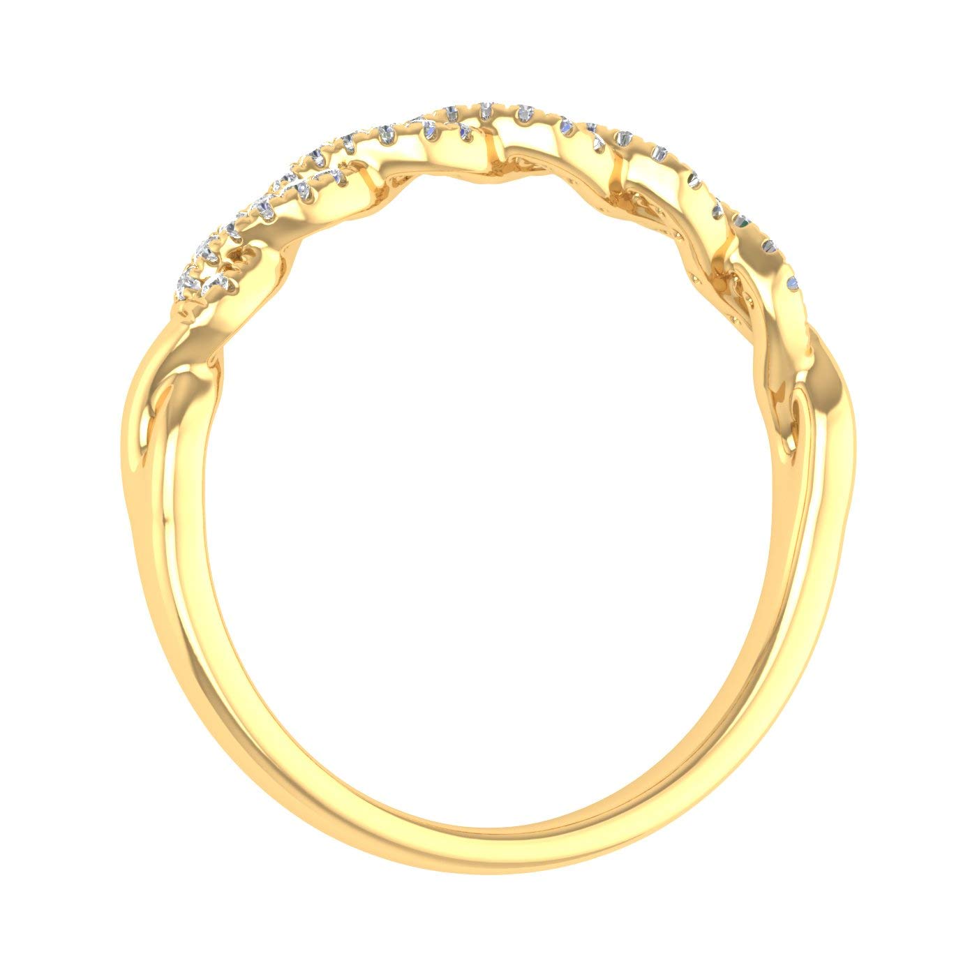 1/10 Carat Twisted Diamond Wedding Band Ring in 10k Yellow Gold (Ring Size 11)