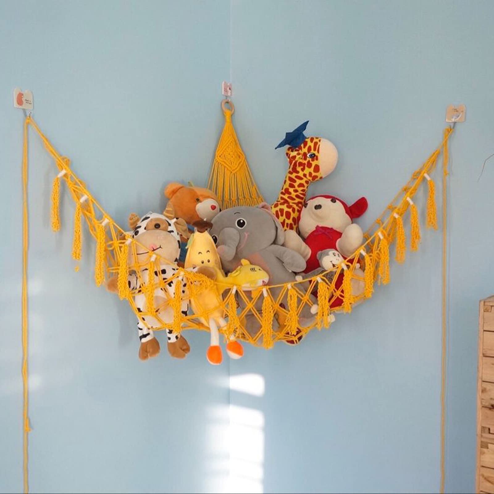 Felenny Giant Baby Toy Hammocks Wall Corner Hanging Storage Net Organizer Stuffed Animal Hammock