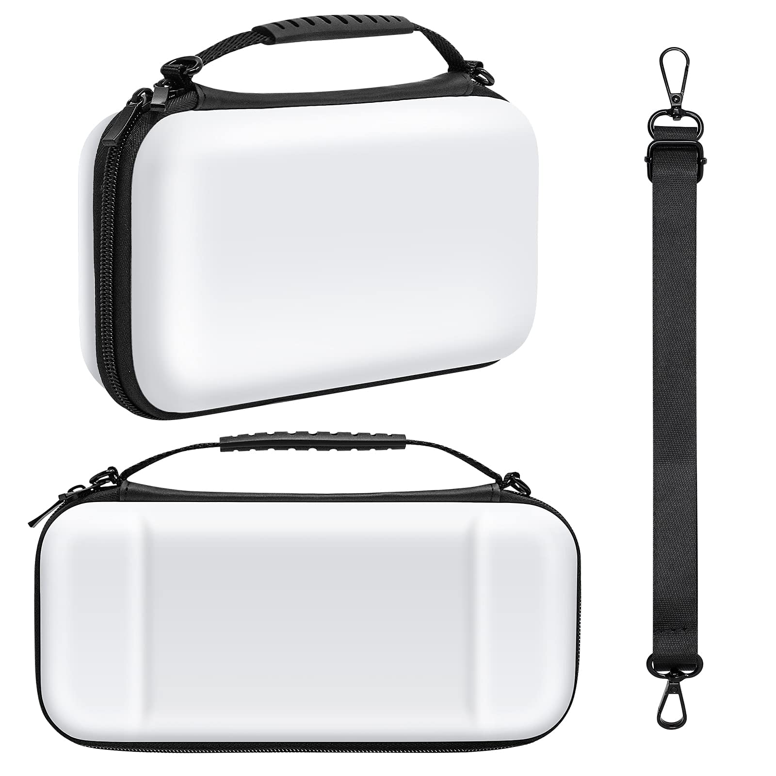 16 in 1 Accessories Bundle Compatible with Nintendo Switch OLED - Carrying Bag with Card Slots, Tempered Glass Screen Protector, PC Protective Case Cover, Kickstand & Thumb Grip Caps for OLED, White