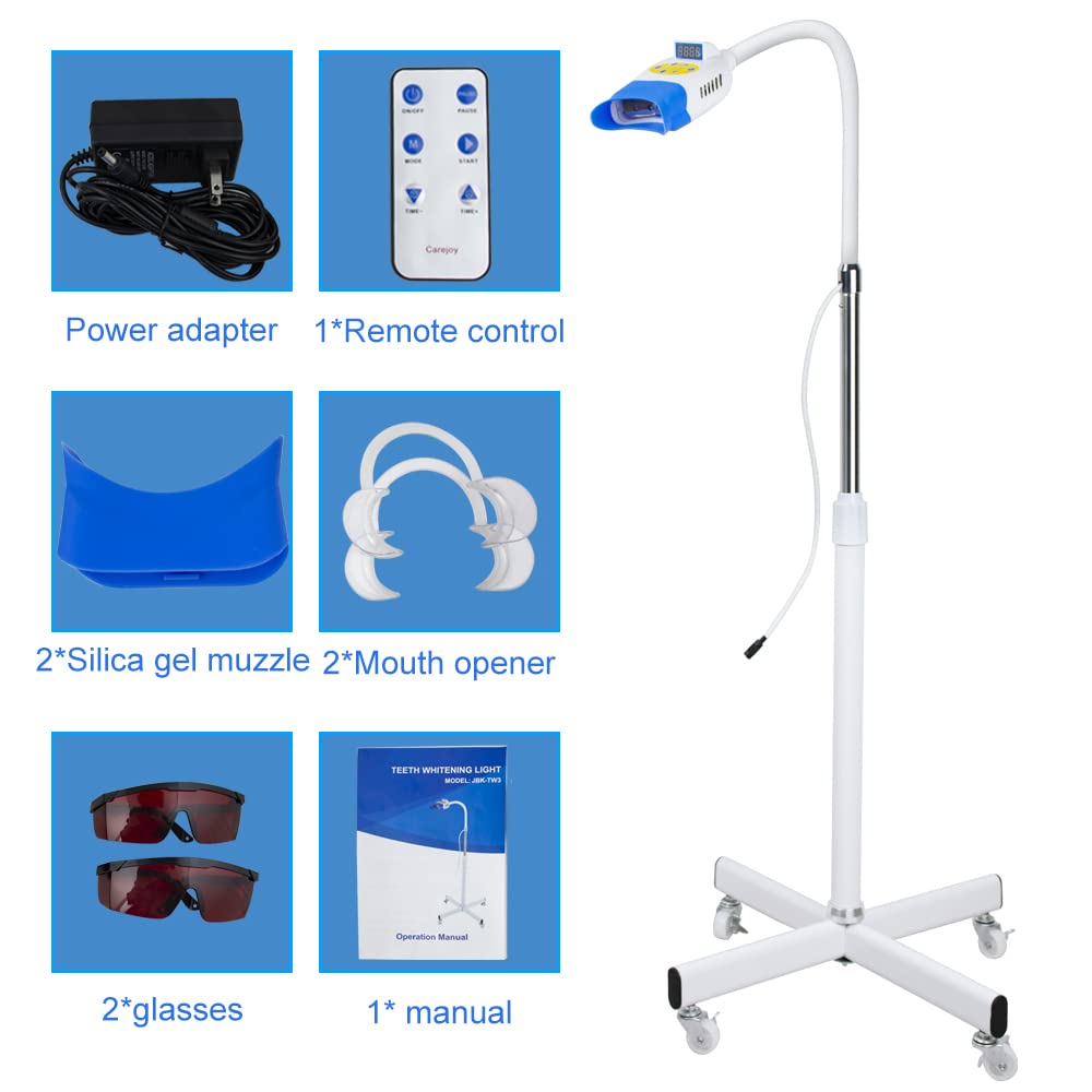 Fencia Teeth Whitening Light, Mobile Dental Teeth LED Whitening Lamp Professional, Oral Care Teeth Whitening Machine LED Cold Bleaching Accelerator Tooth Whitener Blue/Red Light System