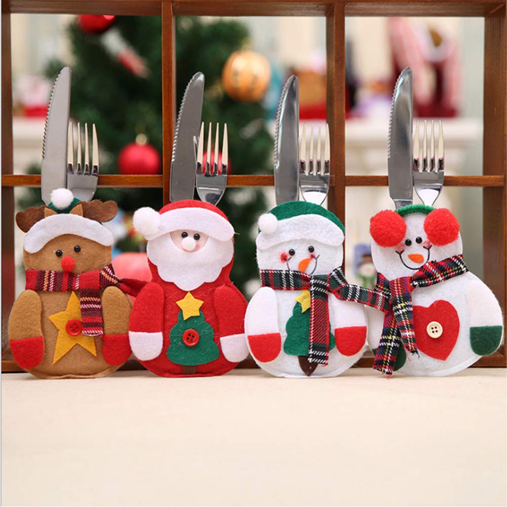 12 Pack Christmas Tableware Holders Suit, Messar Silverware Holders Pockets Pouches Set Flatware Holders Knife and Fork Cutlery Bags Kitchen Storage Tool for Christmas Party Table Decoration