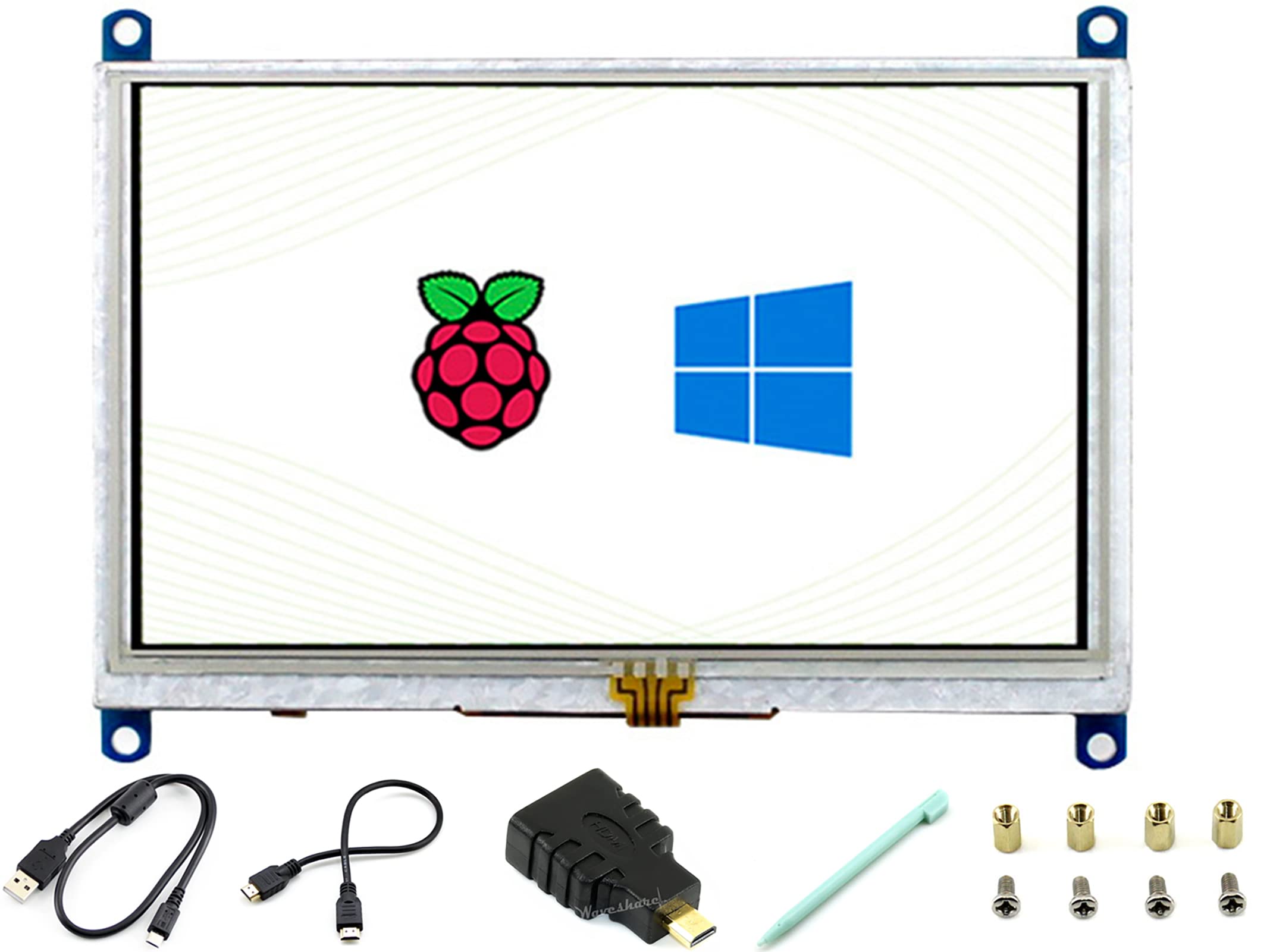 waveshare 5inch HDMI LCD Resistive Touch Screen LCD (B), 800x480 Resolution, Support All Versions of Raspberry Pi,Windows 10/8.1/8/7, BB Black, as Well as General Desktop Computers