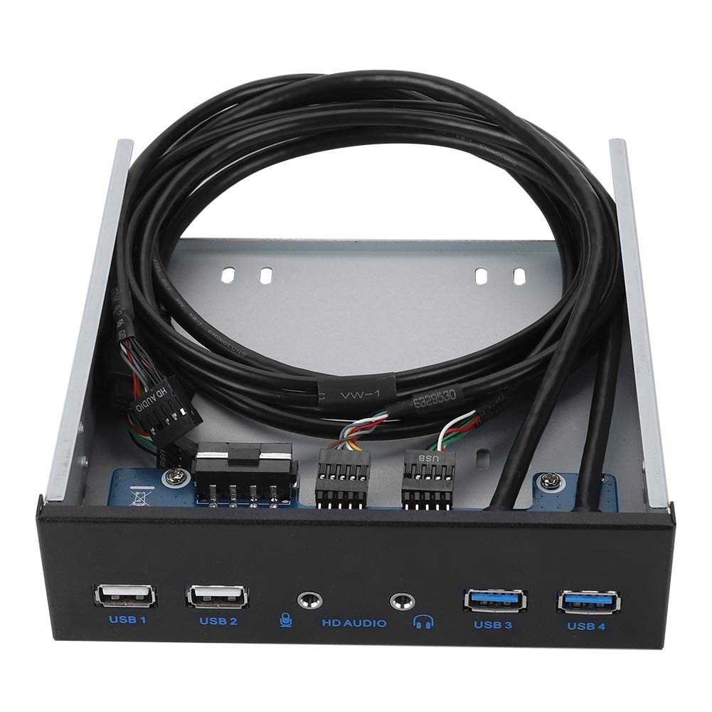 5.25 Inch Front Panel USB Hub with 2 x USB 3.0 Ports & 2 x USB 2.0 Ports & 1 x HD Audio Port 19 Pin Extension Front Panel Card Reader Support WinXP/2003/VISTA/2008/Windows 7/WIN8