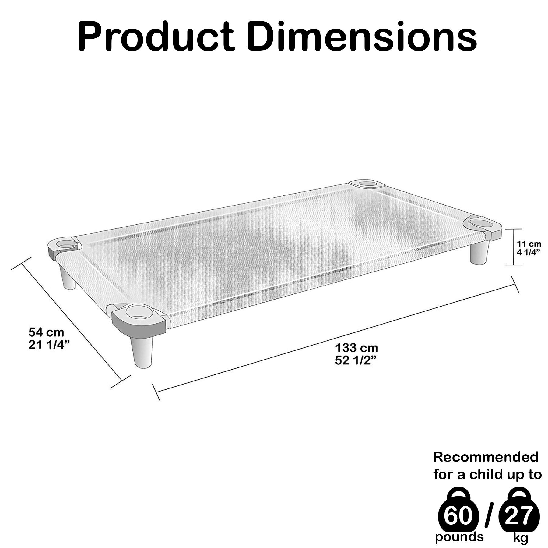 Acrimet Nap Cot for Kids, Portable Toddler Child Bed, Stackable, 52" L (Stainless Steel Tubes) (Pink Breathable Mesh Fabric - Pink Feet) (1 Pack)