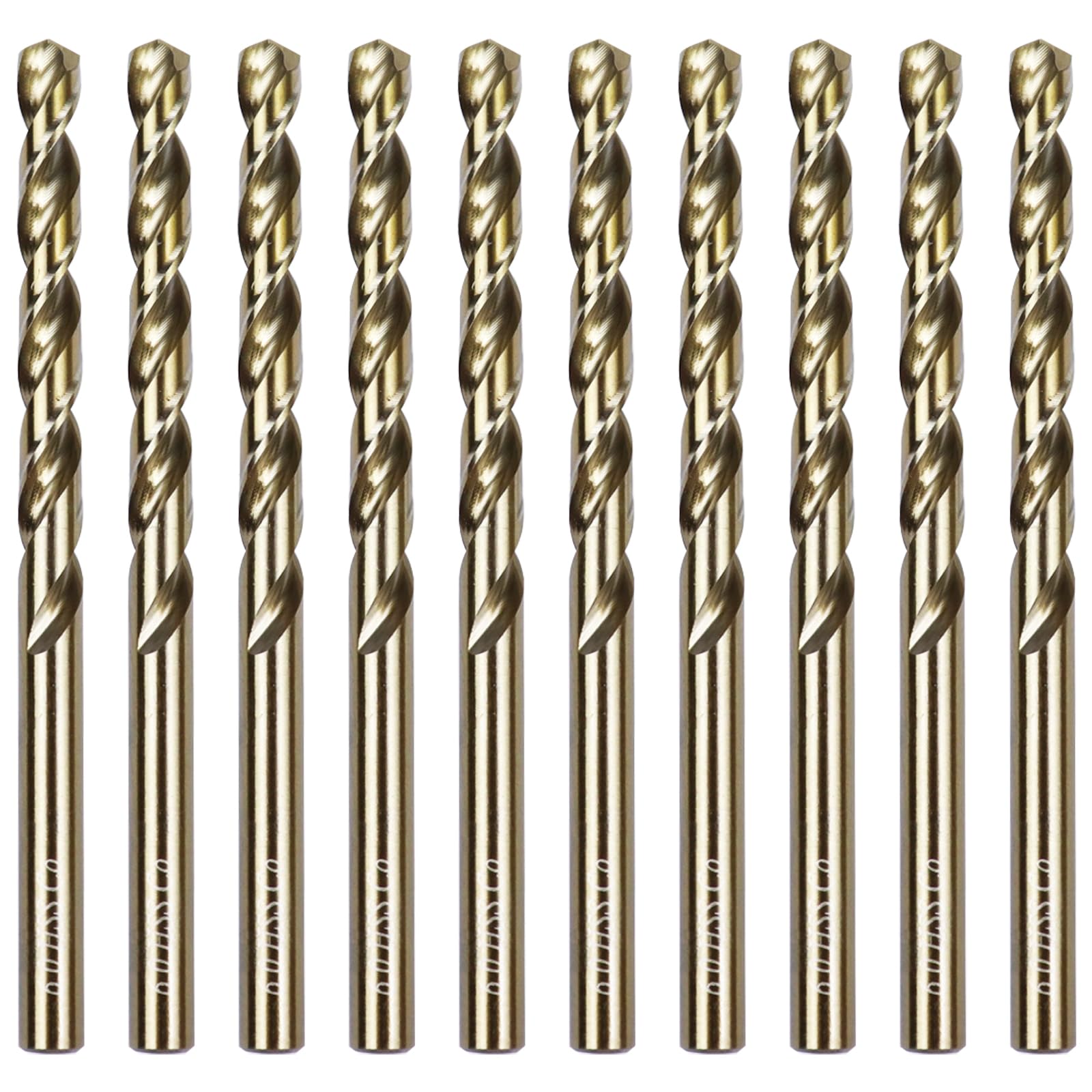 Sipery 15/64 Inch Cobalt Drill Bits, M35 HSSCO High Speed Steel 6MM Twist Drill Bit Set for Hardened Metal, Stainless Steel, Cast Iron, Plastic and Wood 10Pcs