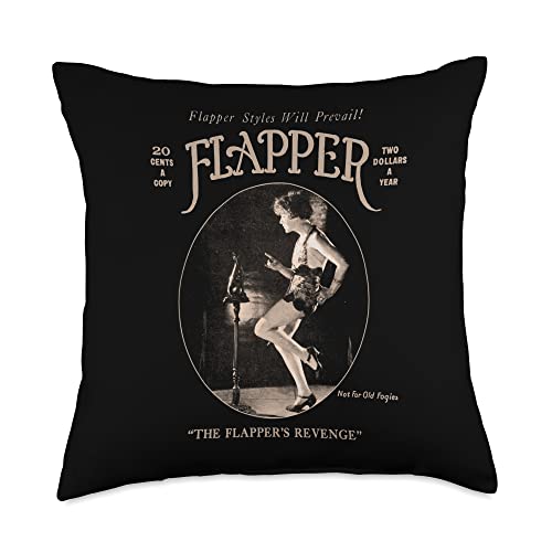 1920's Flapper Girl Dance Prohibition Bootlegger Vintage Flapper Dance Girl Pin Up-Prohibition Roaring 20s Throw Pillow, 18x18, Multicolor