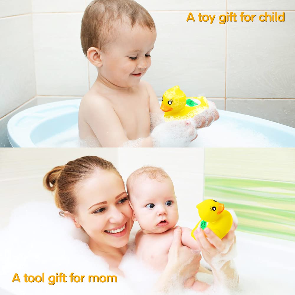 BabyElf Accurate Baby Bath Thermometer - Safety Bathtub Water Temperature Gauge, Duck Thermometers Floating Toy for Infants Bath Time, Come with 2 Extra Little Duck
