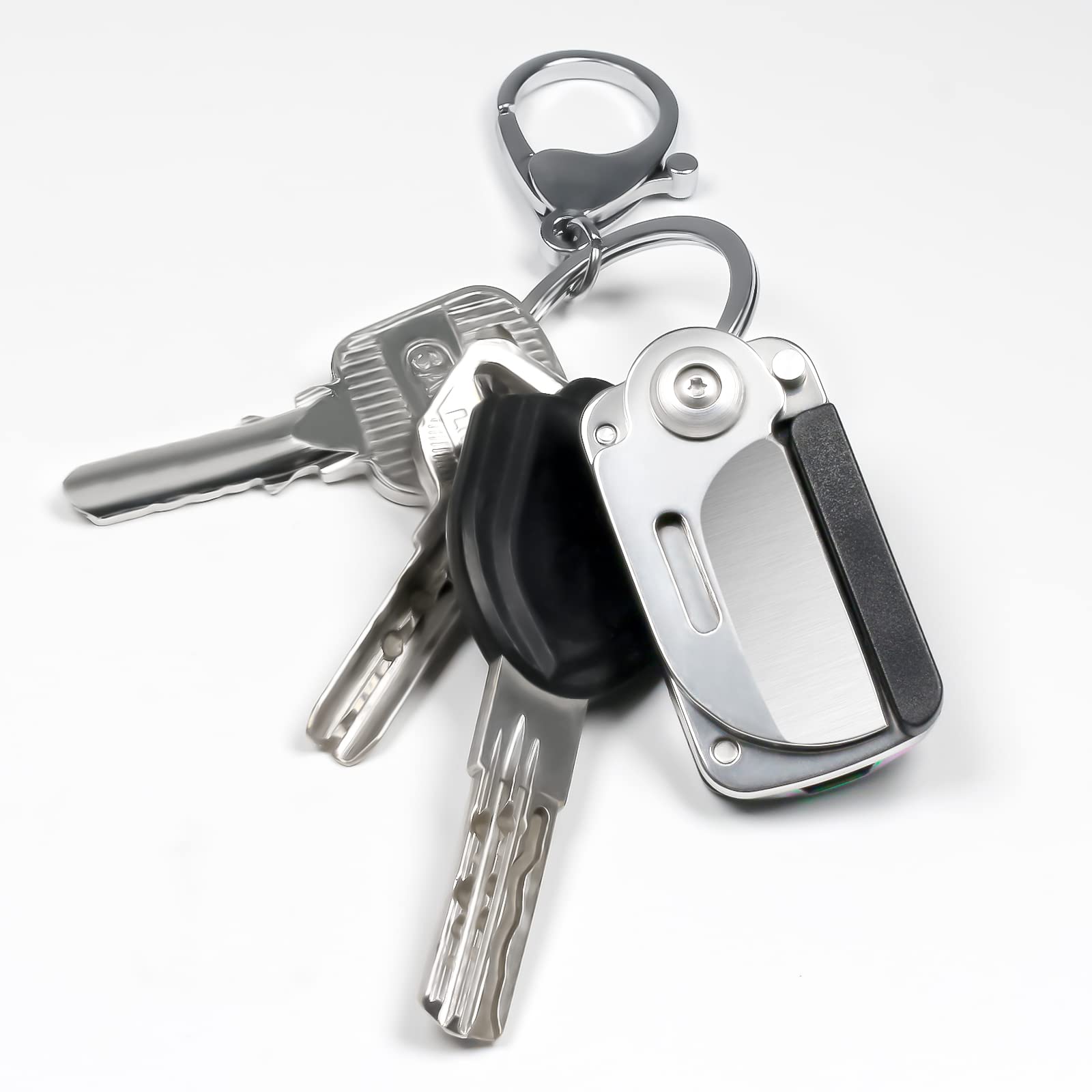 2 Pack Small Pocket Knife with Keychain, 1.2 Inch Blade, Barrysail Mini EDC Tool with Screwdriver Bits