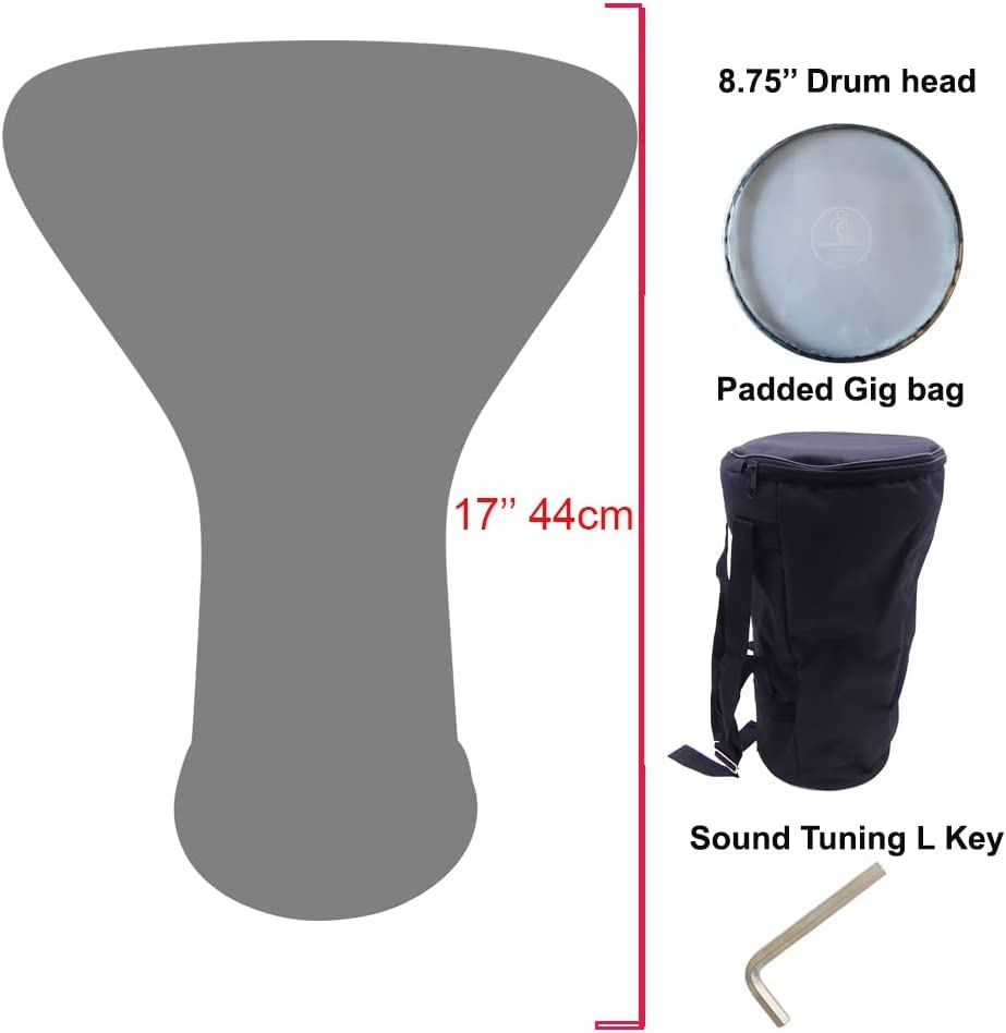 17" Percussion" Gawharet El Fan Pro Metal Darbuka Drum Doumbek (Copper+Black PowerBeat)