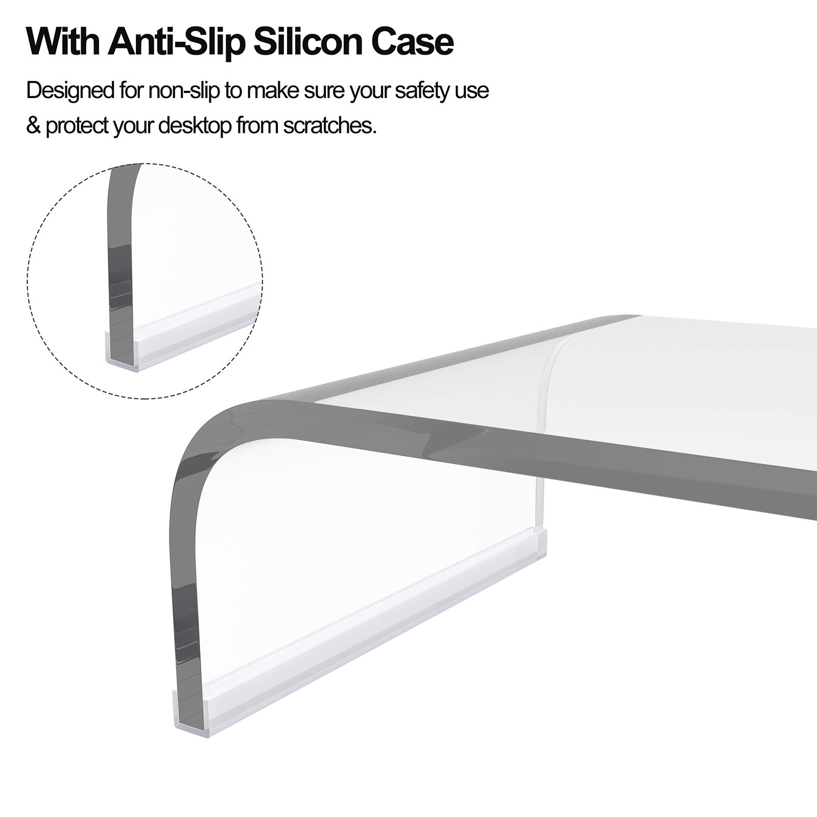 Acrylic Computer PC Laptop Monitor Stands Riser Clear 15โ Desk Space Saving Stand Organizer Anti Cat Keyboard Protector Compatible with HP Acer LG Apple 13inch 14inch Laptops TVs & other Electronics