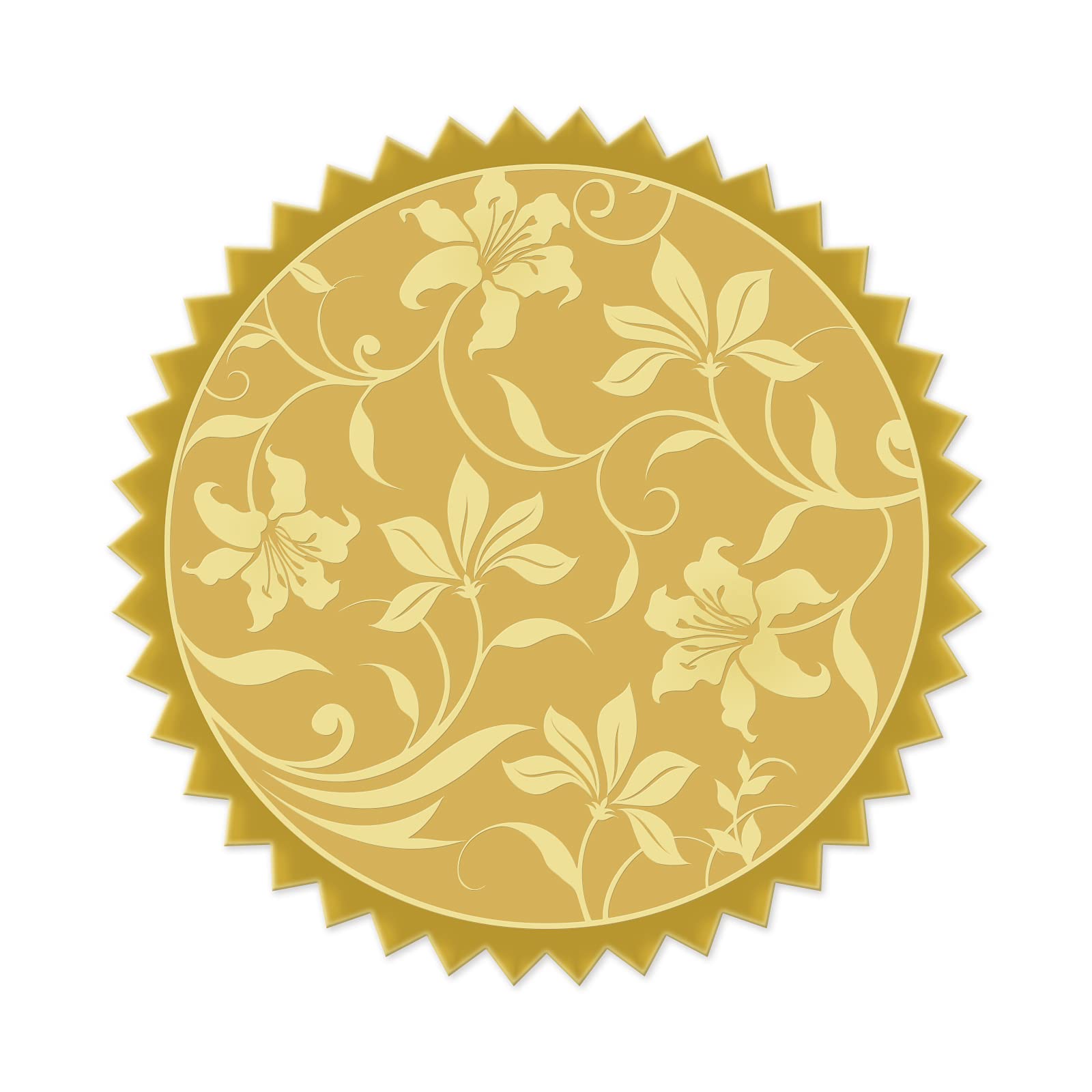 CRASPIRE Gold Foil Certificate Seals Flower Pattern 2" Round Self Adhesive Embossed Stickers 100pcs for Invitations Certification Graduation Notary Seals Corporate Seals Monogram Emboss