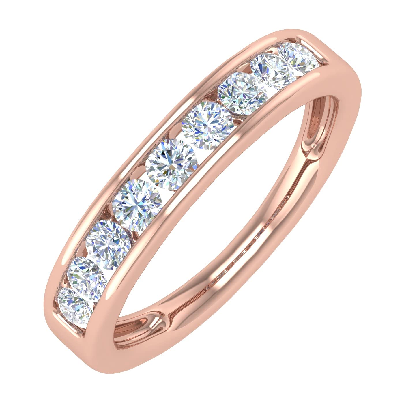 1/2 Carat Channel Set Diamond Wedding Band Ring in 14K Rose Gold (Ring Size 7.5) (I1-I2 Clarity)