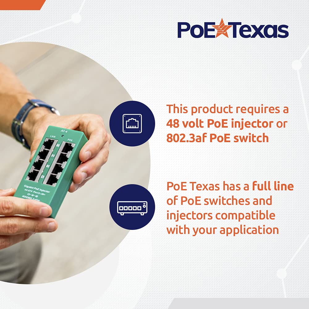 PoE Texas PoE Power and Ethernet Adapter for Apple Tablets and Phones for POS, Digital Signage, & More - 802.3af POE to 5 Volt Splitter - Extends Charging & Data Delivery Up to 328 Feet