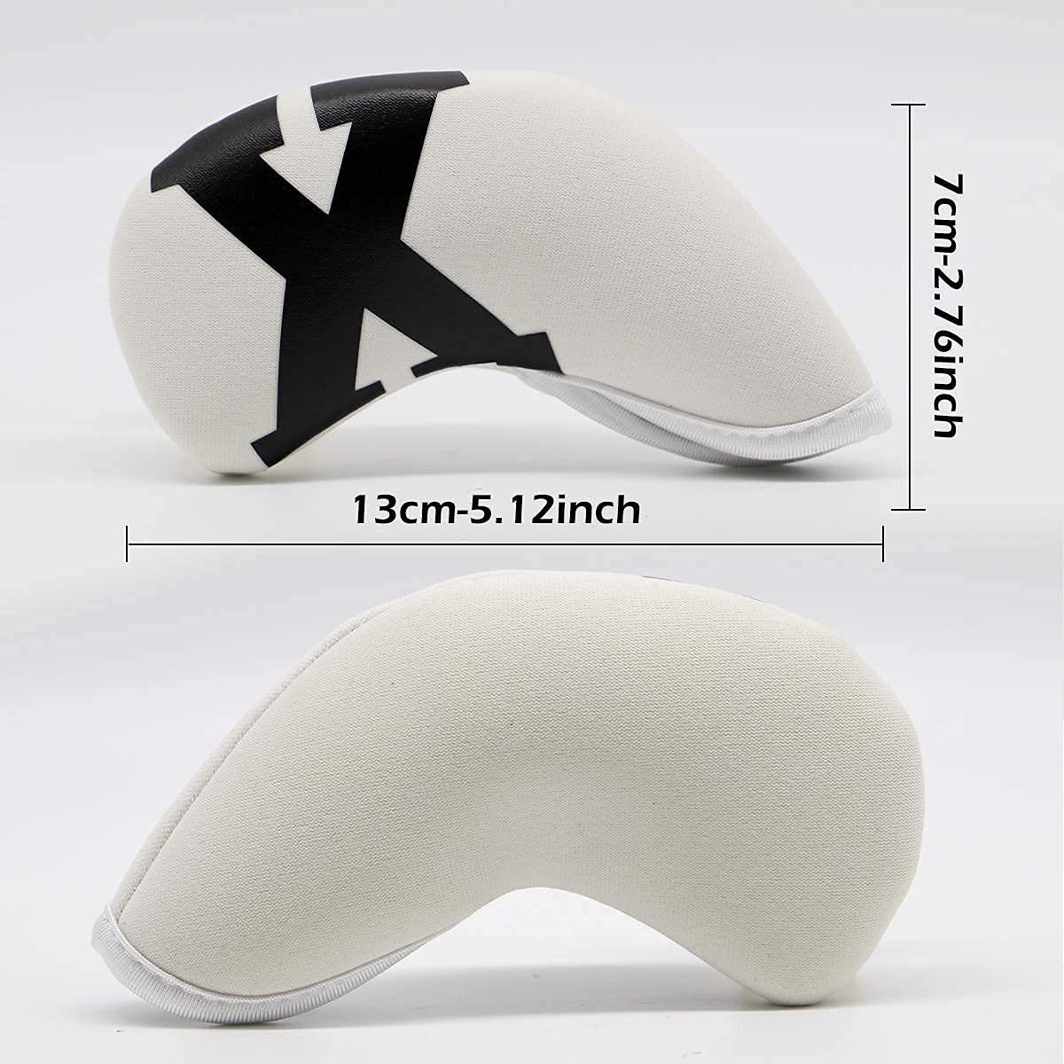 10pcs Neoprene Golf Iron Covers Headcovers, Golf Iron Head Covers Set fits Taylormade,Cobra,Mizuno,PXG - White Golf Iron Covers, Iron Covers for Golf Clubs Irons - Protect Golf Clubs