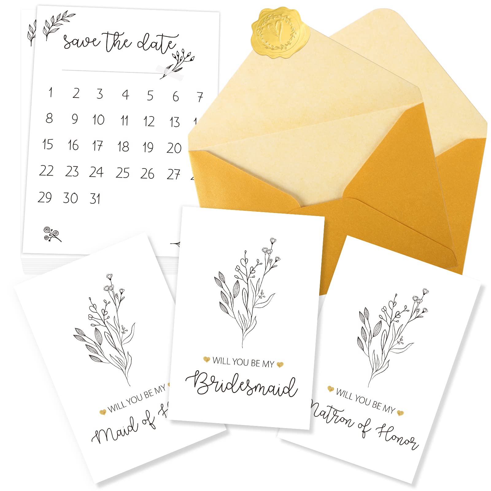 16 Pcs Bridesmaid Proposal Cards Will You Be My Bridesmaid Card with 16 Envelopes Wedding Bridal Shower Card Funny Asking Bridesmaids Cards for Wedding Invitations Cards Party Favor