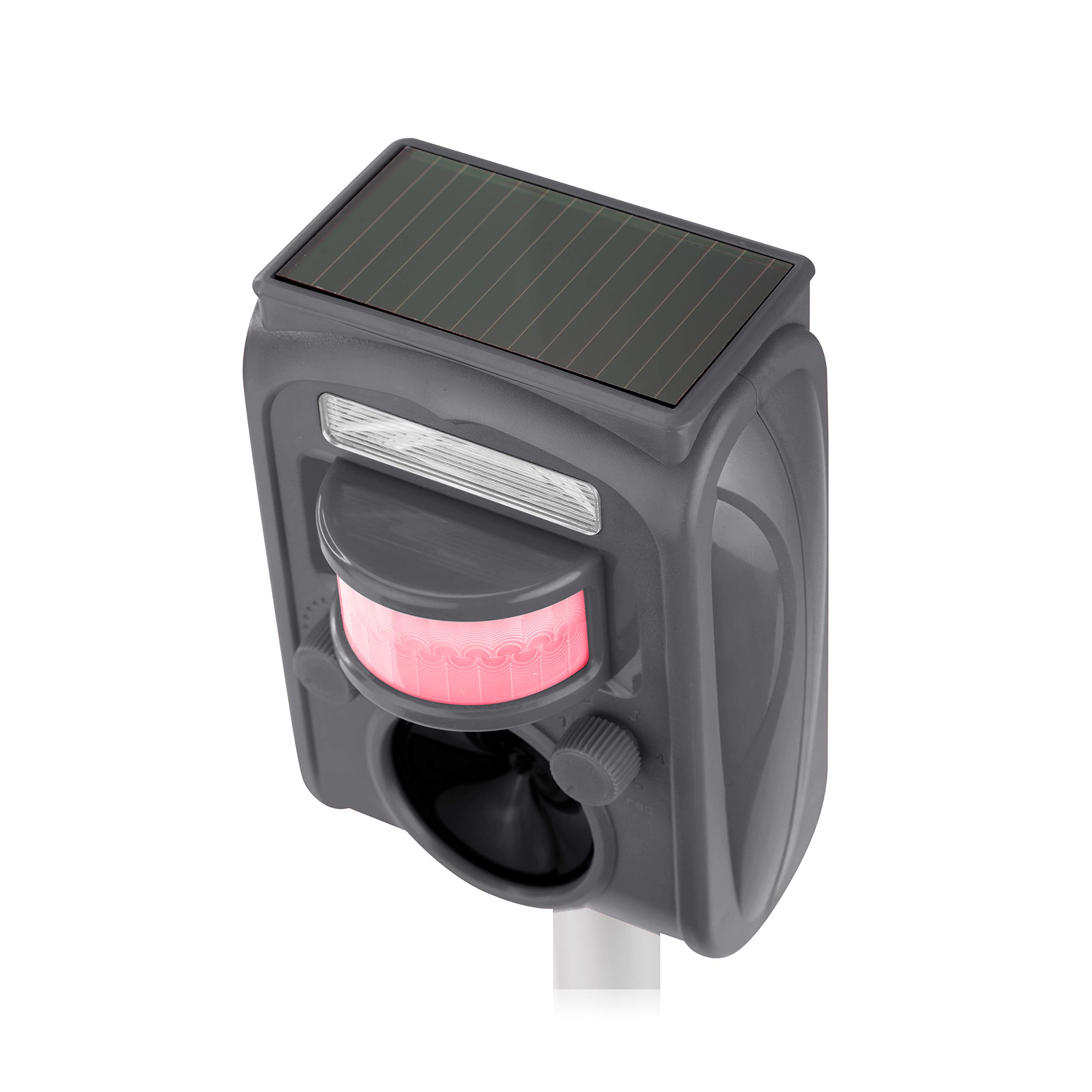 2024 DURANOM Ultrasonic Deer Repellent Outdoor - Upgraded Solar Powered and Motion Activated Strobe Flashing Light - Long Range Animal Repeller for Garden - Animal Deterrent System Blasts Animals Away