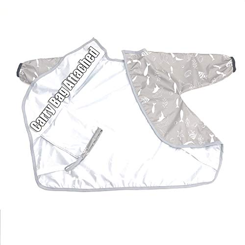 HIVVI Long Sleeve Baby Bib, Attaches to Highchair, Waterproof & Portable (Gray Seaworld)