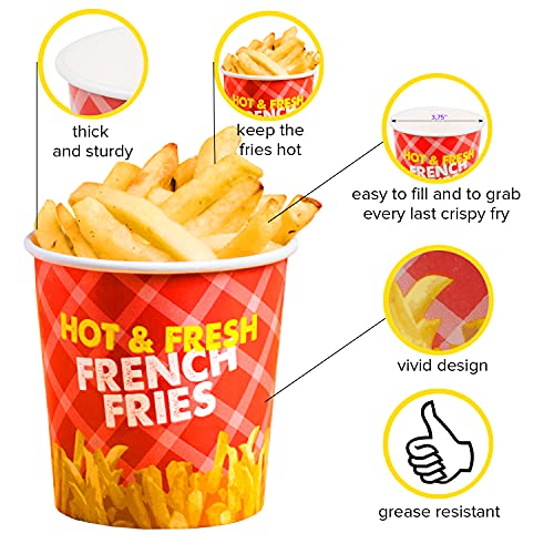 CUSINIUM [16 oz] 50-Pack French Fry Cups (Red) - Disposable Paper French Fry Holders