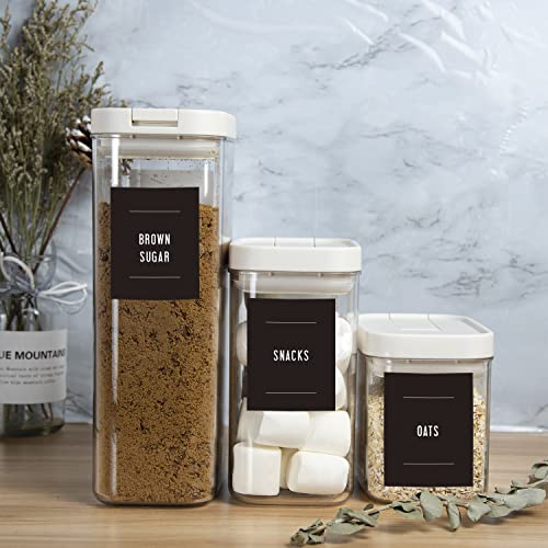 180 Preprinted Pantry Labels, Prefdo Waterproof Minimalist Food Label Stickers Set to Kitchen Organization Storage Containers, Jars & Canisters(Black)