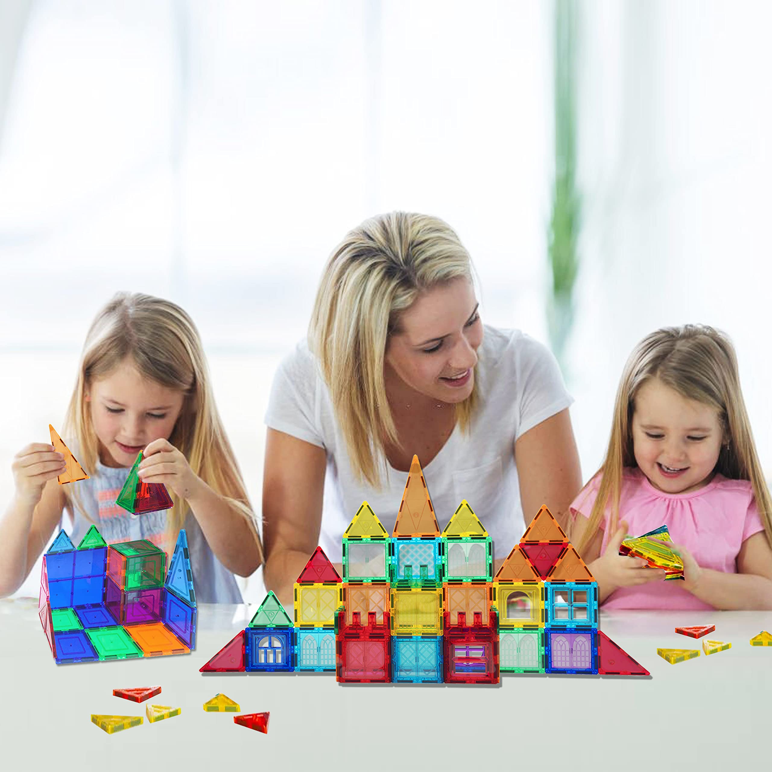 100 Piece Set 100pcs Magnetic Tiles. Magnet Building Tiles Clear Magnetic 3D Building Blocks Construction Playboards - Inspirational, Recreational, Educational (Magnetic Tiles)