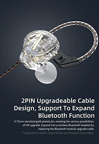 CCA-CA2 Custom-made Subwoofer in-Ear Earphones, HiFI Stereo Lightweight Noise Isolating Sport IEM Wired Headphones/Earbuds/Headsets with Detachable Cable (without Mic, Pomegranate red)