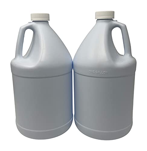 CSBD 1 Gallon Plastic Jugs with Child Resistant Lids, BPA Free, HDPE Plastic, Residential and Commercial Uses, Made in USA, 2 Pack, White/White (1 Gallon, White/White)