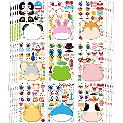 36 Sheets 9.8āx6.7" Make Your Own Animal Stickers for Kids Toddlers, Make a Face Stickers for Party Favors Supplies Crafts, Toys Stickers for Girl Boy Kid Birthday Gifts