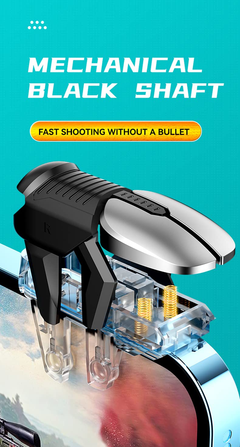 2022 New Model Seven Trees Mobile Game Controller for PUBG/Fornite/Knives Out/Rules of Survival/Call of Duty Gamepad Trigger Aim Button L1R1 L2 R2 Shooter Joystick for iPhone Android iPad Mini 5 Phone Game Pad Accesorios (Blue)