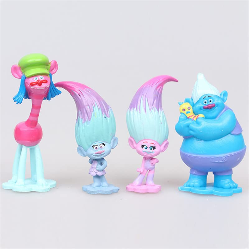 12 Pack Troll Toys, 1.6"-2.8" Mini Troll Action Figure Toys Dolls for Birthday Party Gift