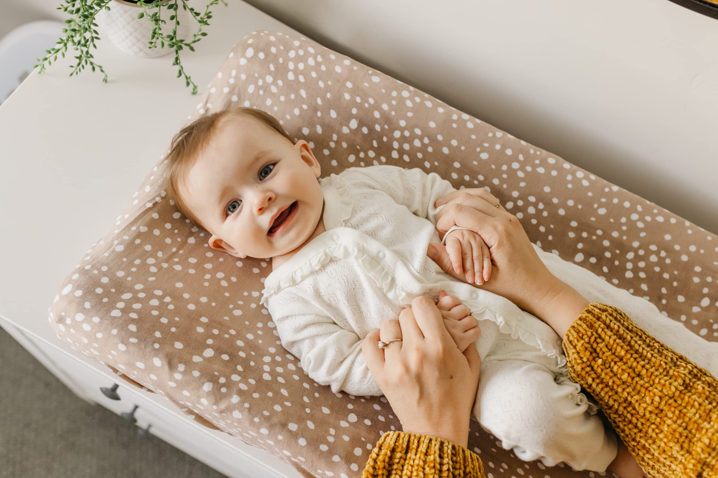 Copper Pearl Premium Knit Changing Pad Cover Soft, Stylish, and Universal Fit for All Standard Diaper Changing Pads, Trendy Design Changing Pad Covers, Fawn