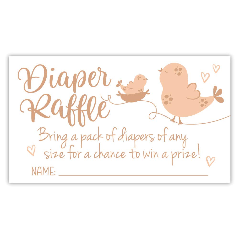 50 Baby Bird Diaper Raffle Tickets - Girl Baby Shower Game