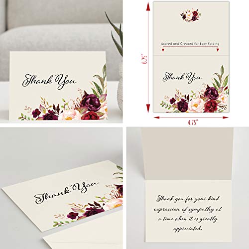 Assortment Variety Funeral Thank You Cards Sympathy Bereavement With Envelopes - Message Inside (50, Variety)