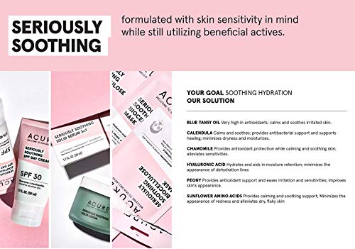 Acure Seriously Soothing Starter Kit - 100% Vegan & For Dry to Sensitive Skin, Includes Cleansing Cream, Cloud Cream, & Day Cream, Serum Stick & Blue Tansy Night Oil, 5 Count