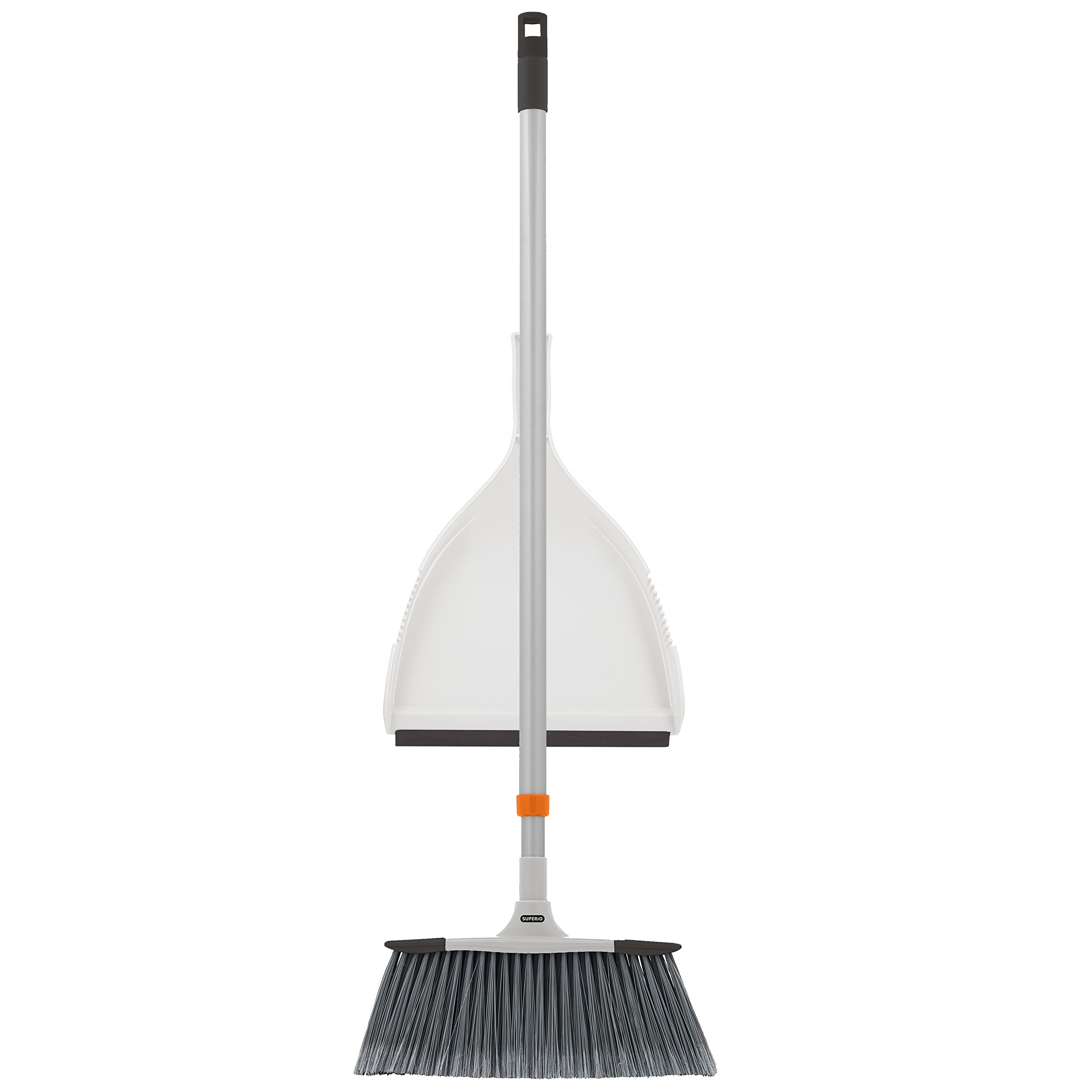 Slim Angle Broom, Heavy Duty Broom, Indoor Brom, Outdoor Angle Broom with Extendable Handle, Durable Collapsible Broom for Home, Kitchen, RV, Travel, Grey, 2 Pack, by Superio