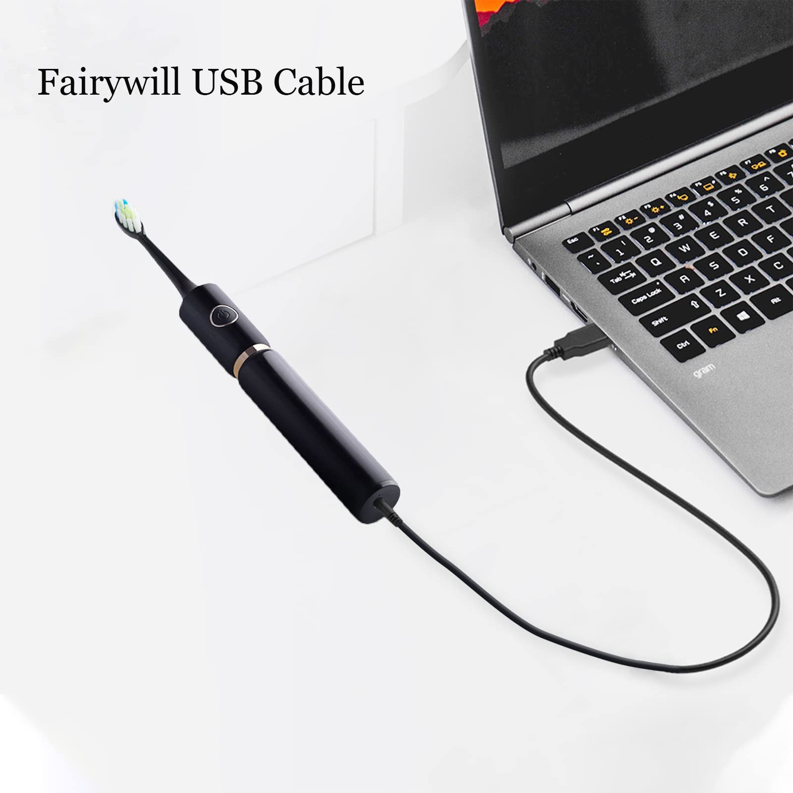 Charger Cable Replacement for Fairywill/Dnsly/Initio/Vekkia Electric Toothbrush, USB Charging Cord 3 ft (2-Pack)