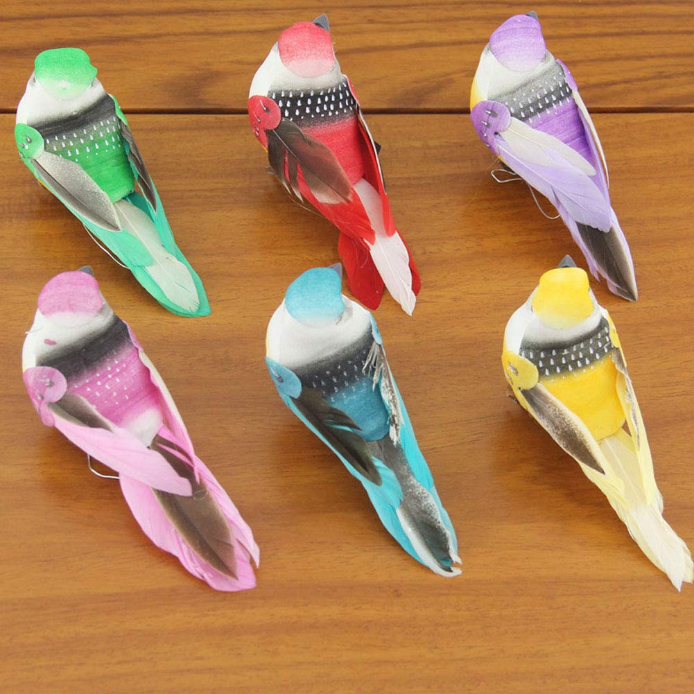 12 PCS Artificial Sparrow Simulation Foam Bird Feather Ornaments DIY Craft, Mini Cute Birds Ornaments for Wedding,Party, Home Decor, Garden.