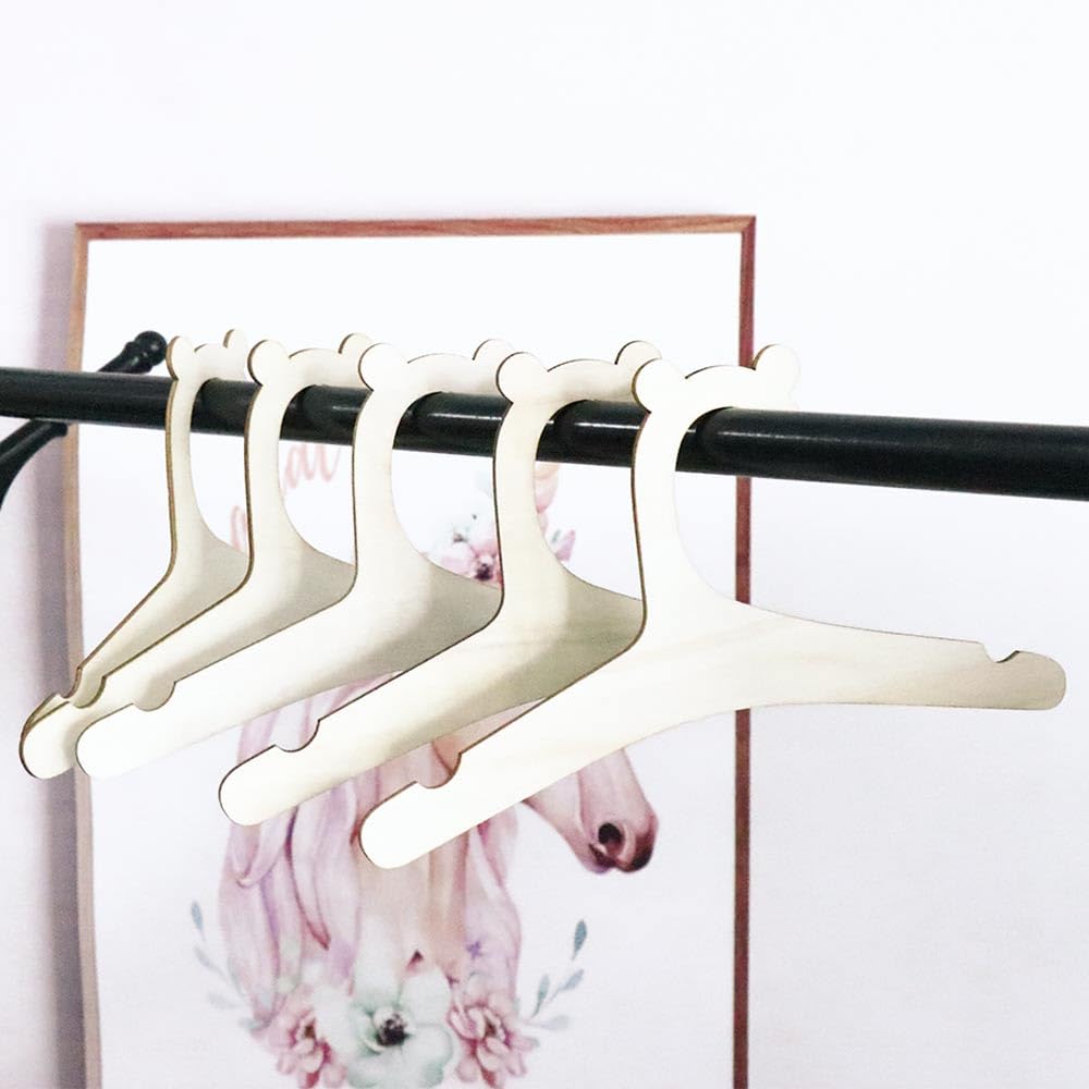 10 Pcs Baby Children Wooden Hangers Children's Clothes Hangers,Cute Little Bear Shape,8.97 * 4.72inch