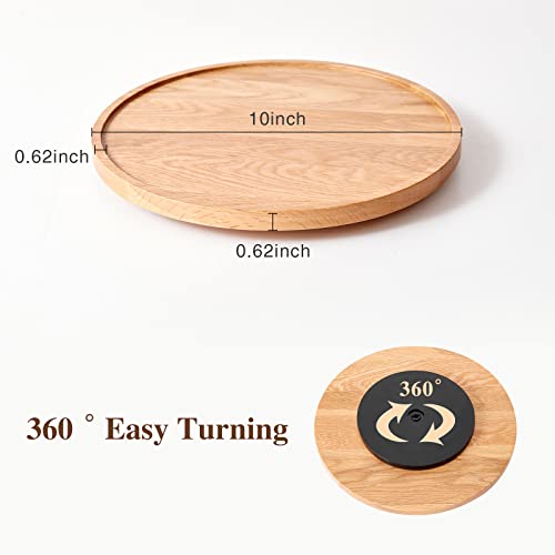 10” Lazy Susan Organizer for Kitchen, Oak Wood Lazy Susan Turntable for Cabinet Pantry Table Organization