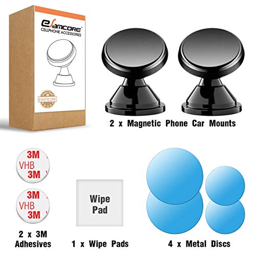 eSamcore Magnetic Phone Car Mount, Powerful Magnets Car Mount Holder for Dashboard with Strong Adhesive, Fits Smartphone [2 Pack]