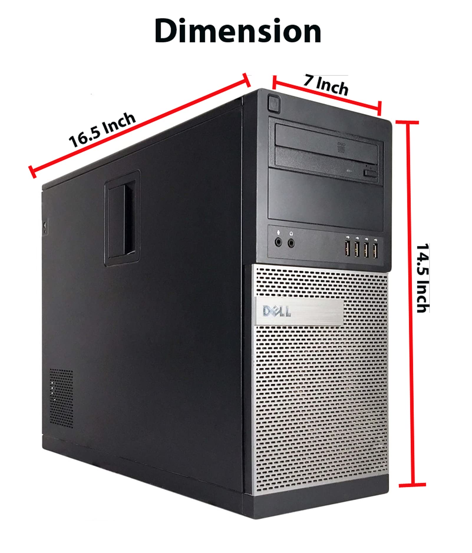 Dell OptiPlex Tower Computer Desktop PC, Intel Core i5 Processor, 16GB Ram, 128GB M.2 SSD + 500GB Hard Drive, HDMI, Nvidia GeForce GT 1030 4GB, Wi-Fi & Bluetooth, Windows 10 (Renewed)