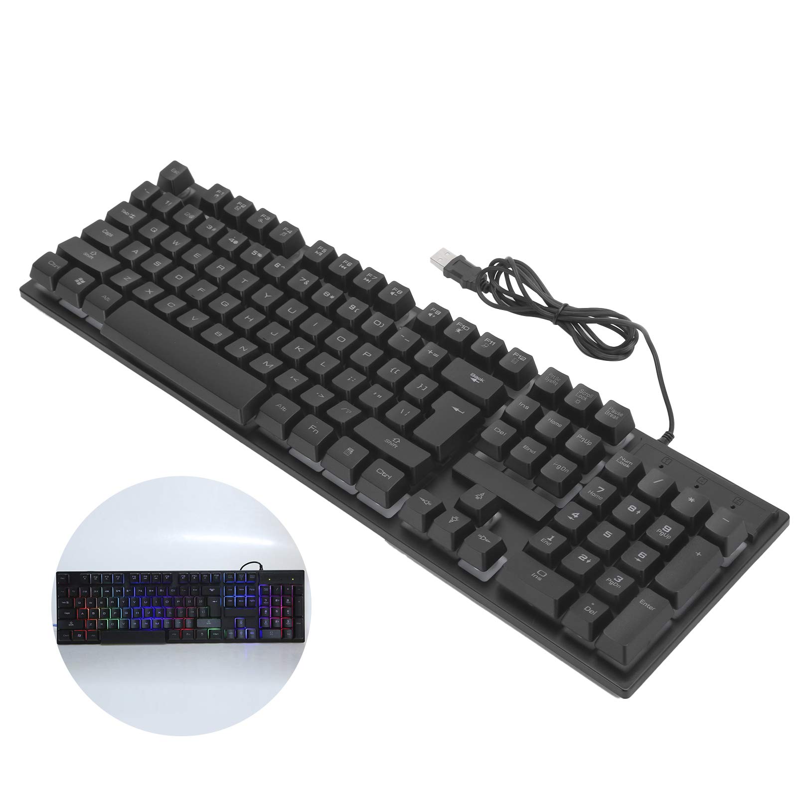Gaming Keyboard,RGB Backlit Gaming Keyboard,104 Keys USB Wired Mechanical Keyboard,Water-Resistant Design with Drainage Holes,for Desktop,Computer,PC