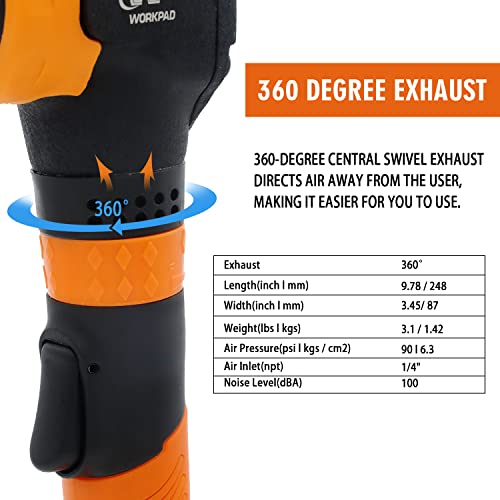 1/2 inch Air Angle Impact Wrench,WORKPAD 370 FT-LB 9.78cm Long Handle Air Impact Wrench