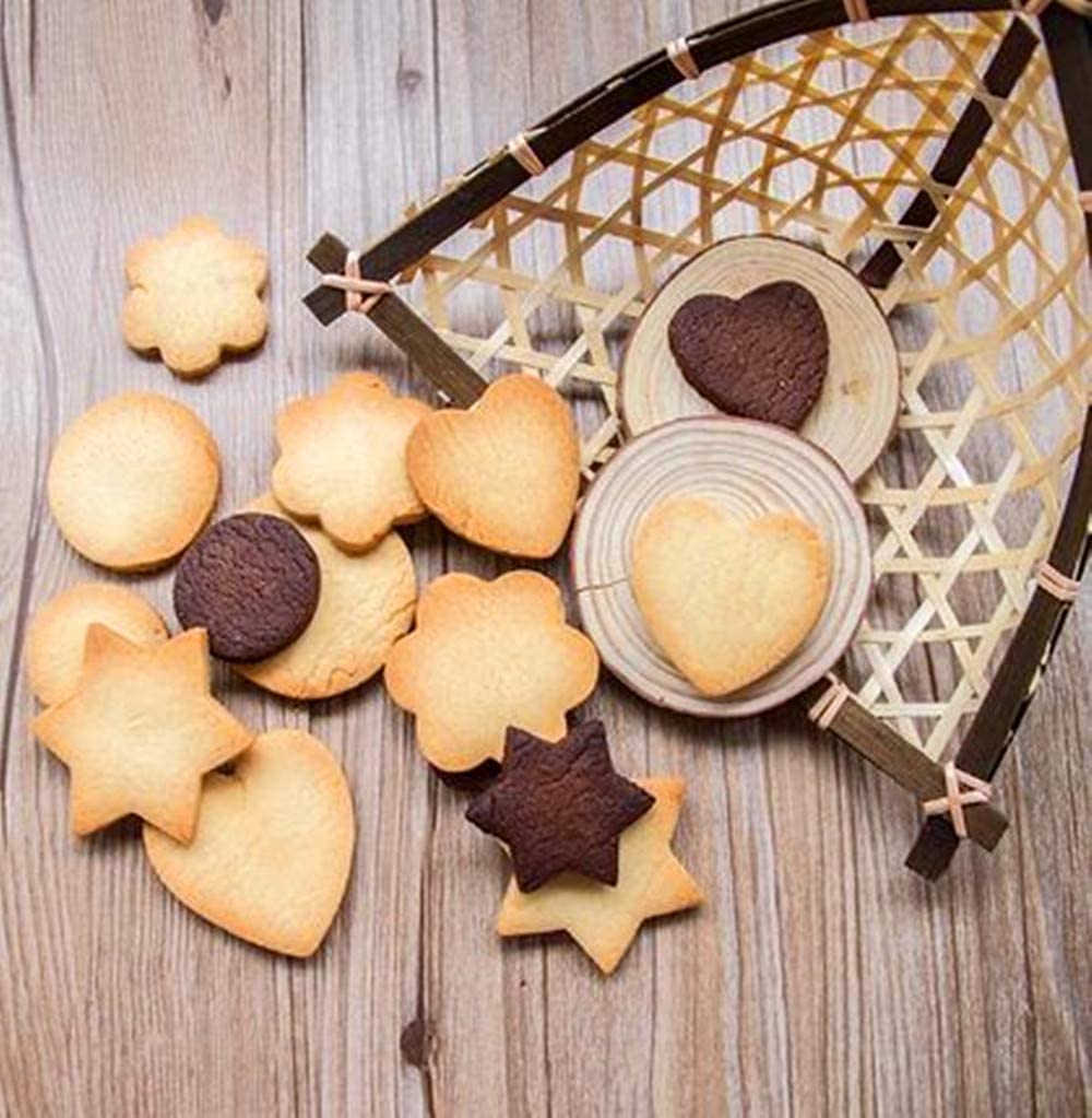 12PCS Cookie Cutters Set, Flower Round Heart Star Shape Biscuit Stainless Steel Metal Baking Molds Cutters for Kitchen