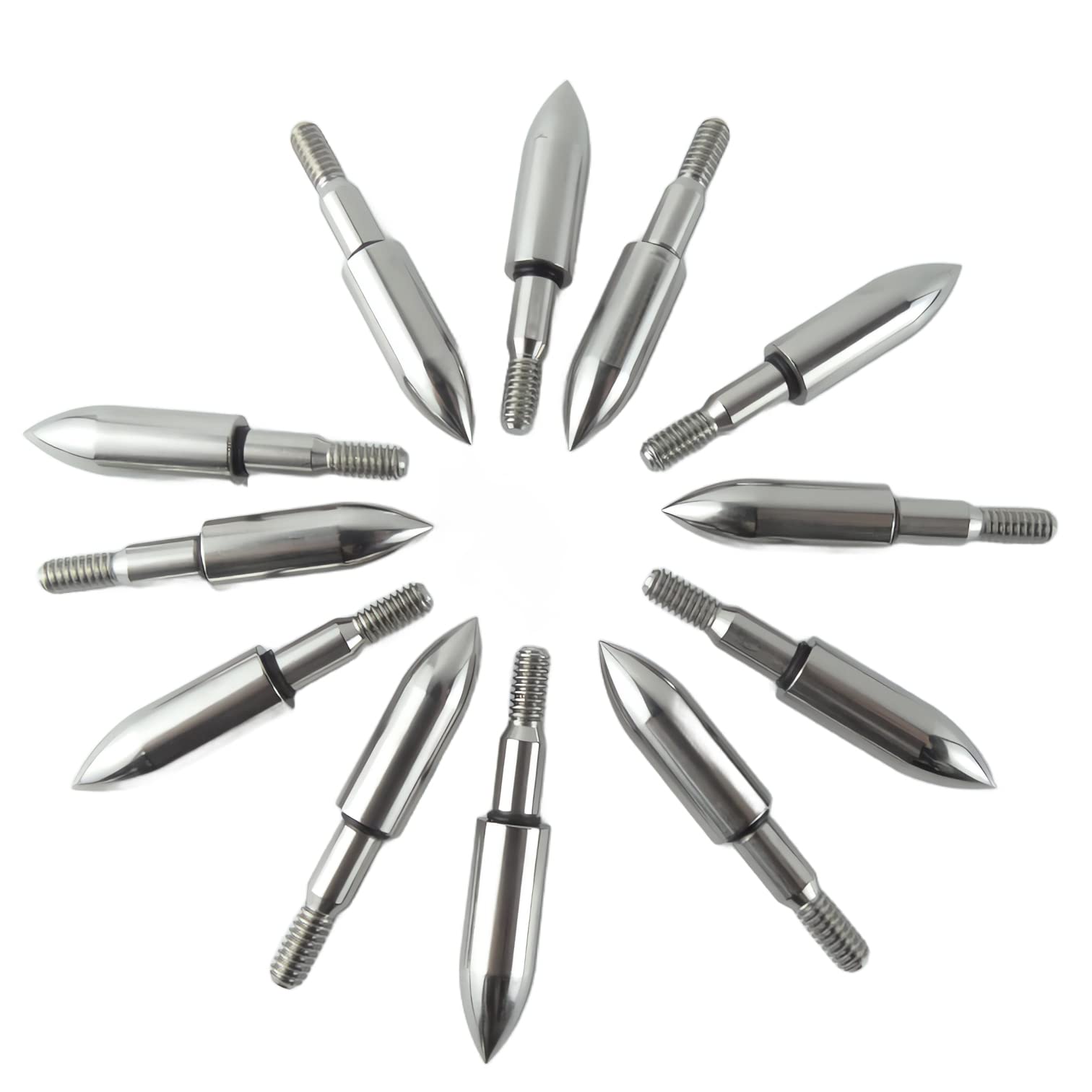 12 PCS Bullet Field Points 5/16'' 150grain Replacement Target Practice Screw-in Arrow Tips for DIY Flying Arrow Archery Arrowhead