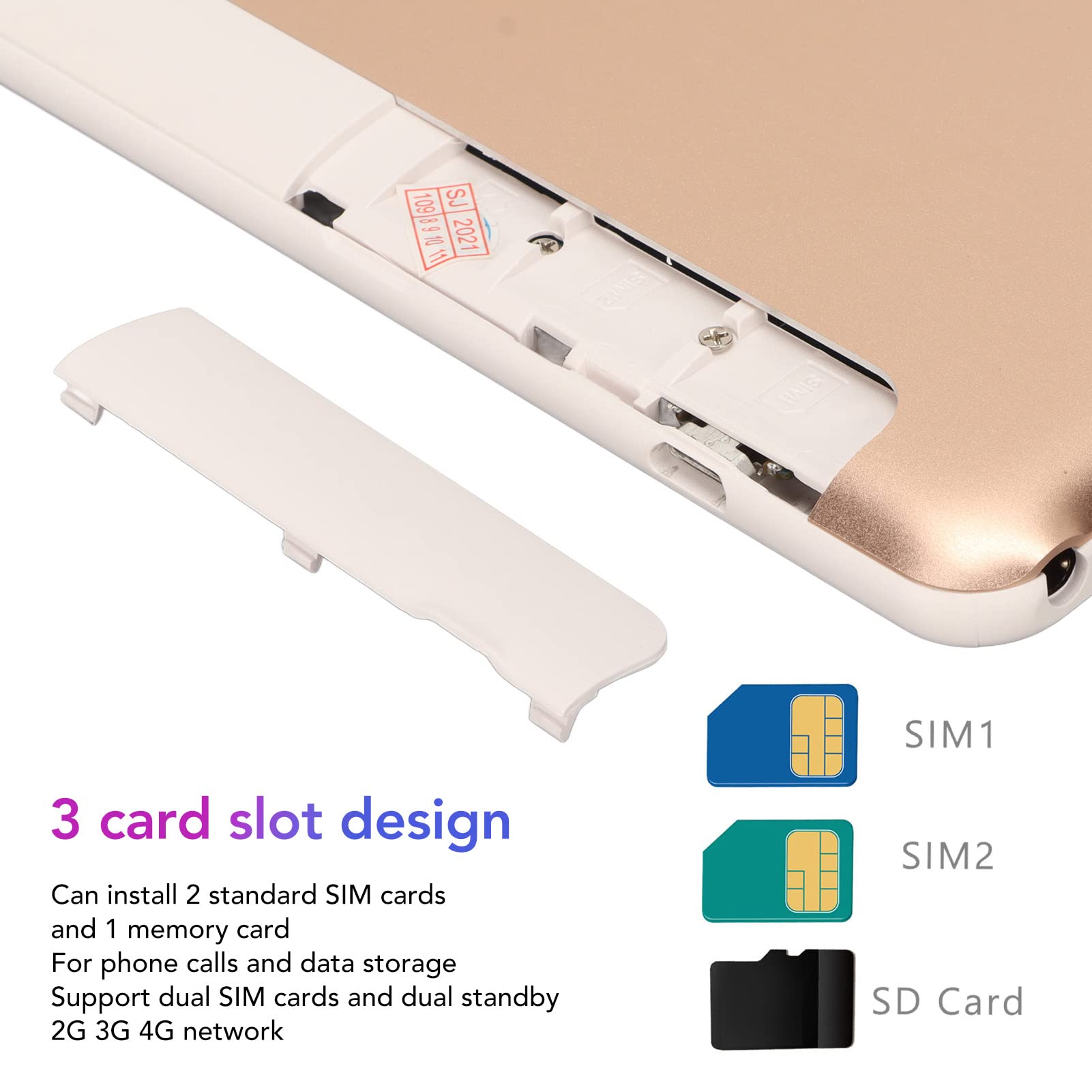 10.1 Inch HD Tablet Dual Sim Dual Standby HD Tablet 3 Card Slot MT6753 Large Memory Chip 2GB RAM 32GB ROM for Study and Study (US Plug)