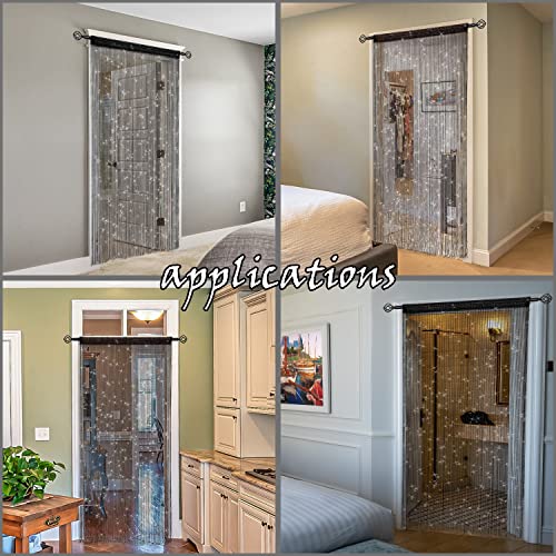2 Pcs Door String Curtain Doorway Beads Curtains,Hanging Room Divider Beaded Decor Hippie Glitter Fringe Panel Closet Window Wall Backdrop Doors Sequin Sheer Boho Doors Tassel (2, Coffee, 39×79in)