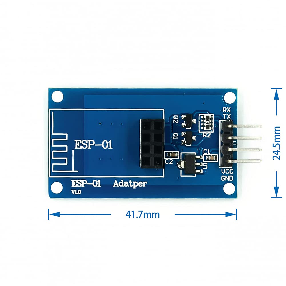 Geekstory ESP8266 ESP-01 Serial WiFi Wireless Adapter Module DC3.3V 5V ESP01 Breakout PCB Adapters Compatible for Arduino(Pack of 5pcs)