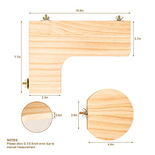 Squirrel Gerbil Chinchilla and Dwarf Hamster L-Shaped Pedal Wooden Platform, 3 Pieces of Natural Wooden Parrot Hamster Round Standing Board, Rat Activity Chinchilla Bird Cage Accessories (Style-1)